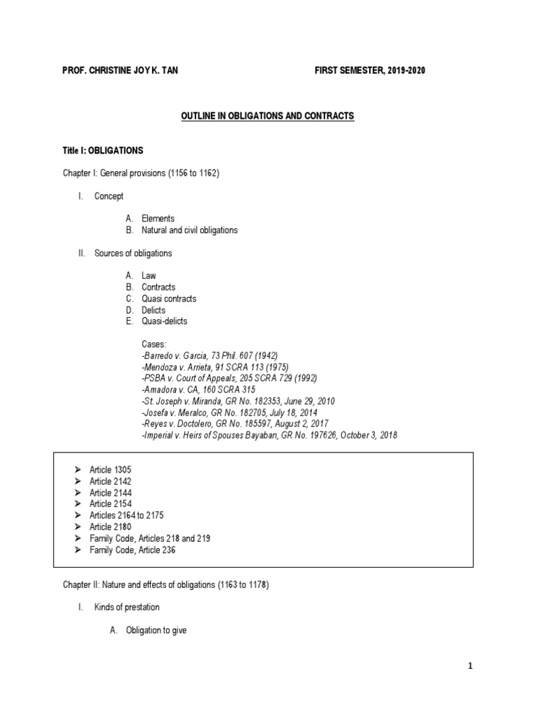 Oblicon Outline Rev 081520 PDF | PDF | Legal Ethics | Contract Law