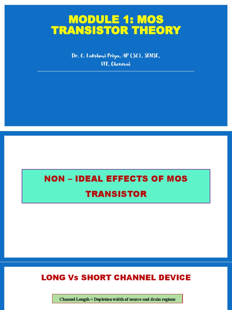 MOS Transistor Theory: Non-Ideal Effects | PDF | Field Effect ...