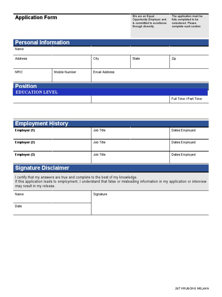 Personal Information: Application Form | PDF
