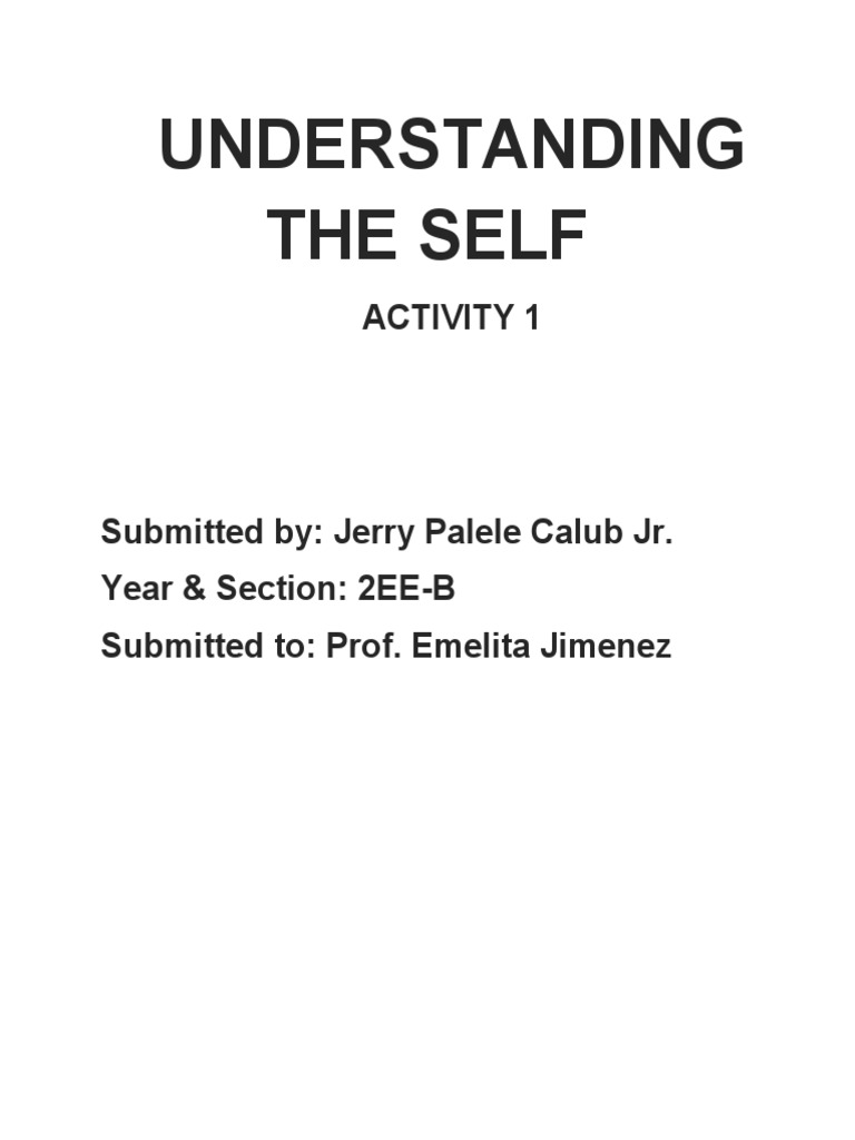 Understanding The Self: Activity 1 | PDF | Happiness | Meaning Of Life