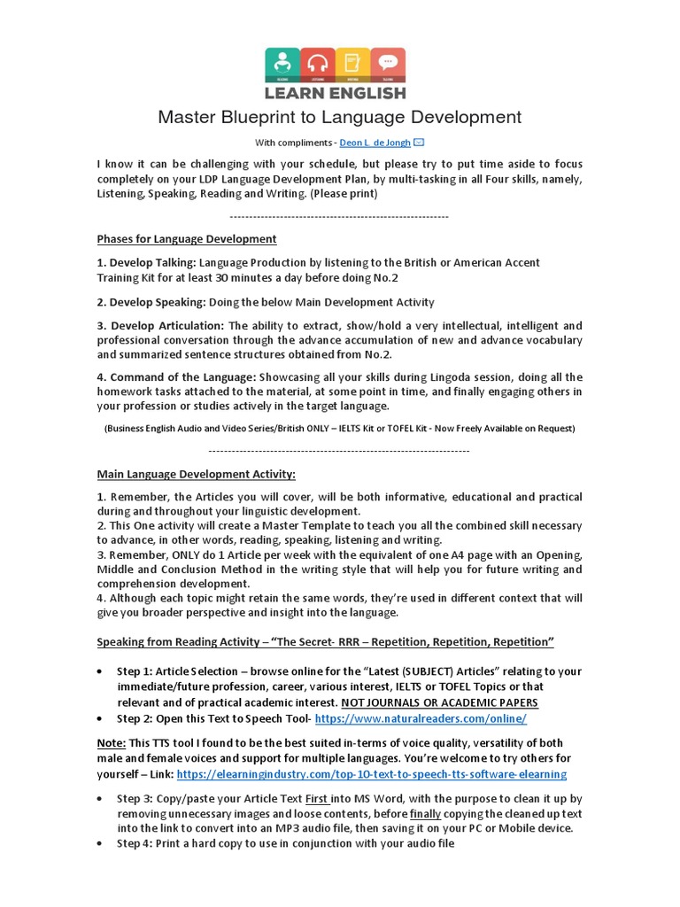 Main 2 Master Blueprint To Language Development Latest | PDF | Language ...