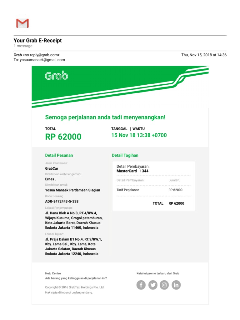 Gmail - Your Grab E-Receipt | PDF