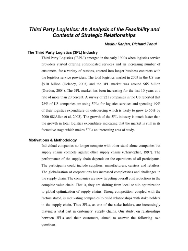 Theses 2004 Ranjan Tonui Execed PDF | PDF | Supply Chain | Logistics