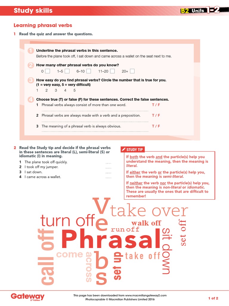 B2 UNITS 1 and 2 Study Skills | PDF | Verb | Semantics