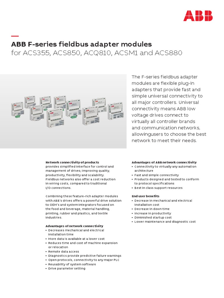 ABB F-Series Fieldbus Adapter Modules: For ACS355, ACS850, ACQ810 ...