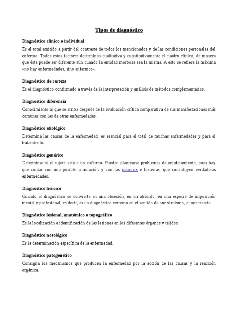 Tipos de Diagnostico Medico | PDF | Diagnostico medico | Medicina