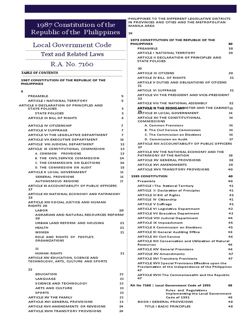 1987 Constitution of The Republic of The Philippines and The Local ...