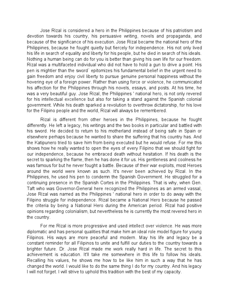 Jose Rizal: The Pen as a Hero's Sword | PDF | Philippines