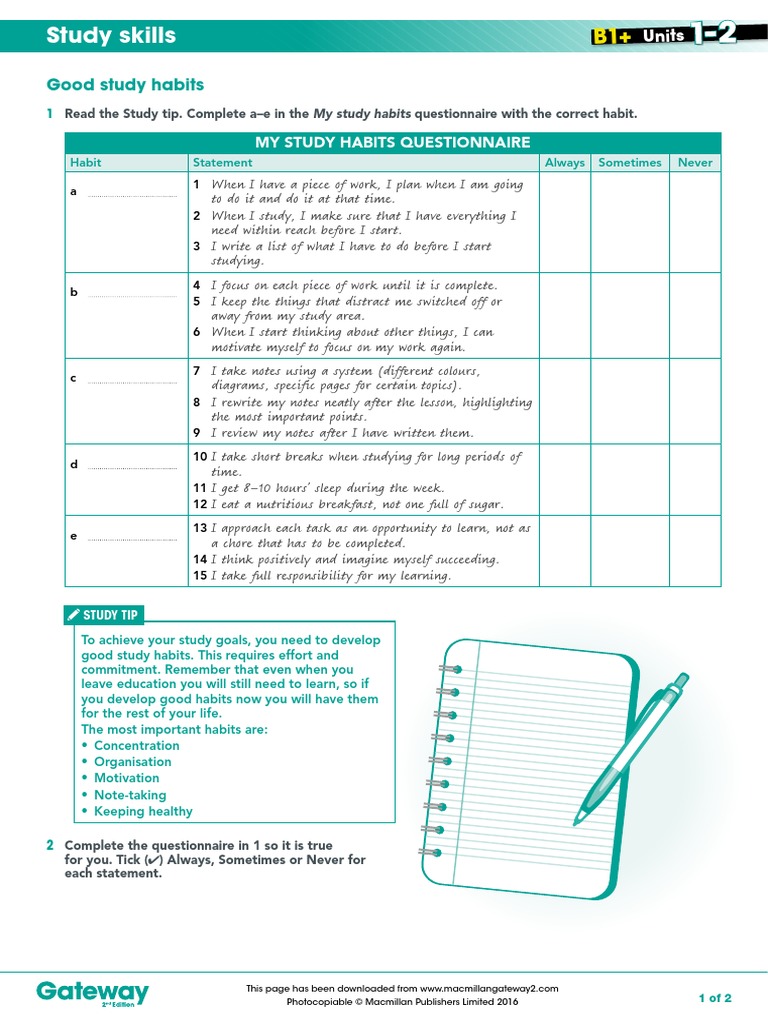 B1 Units 1 And 2 Study Skills Pdf Pdf Study Skills Motivation