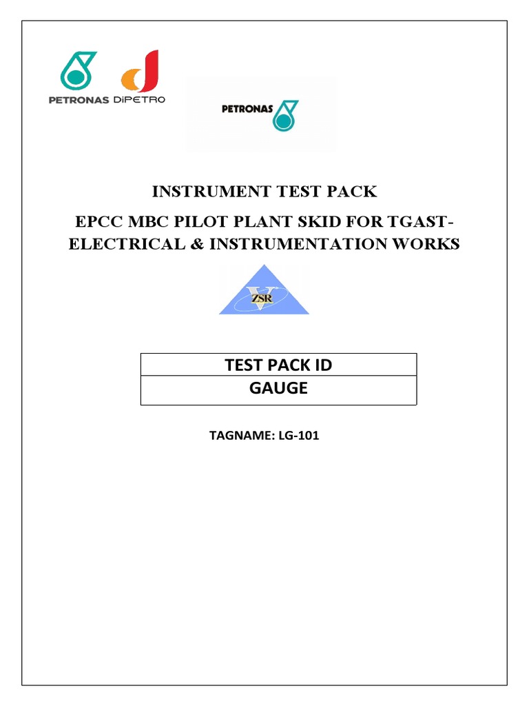 Instrument Test Pack Epcc MBC Pilot Plant Skid For Tgast-Electrical ...