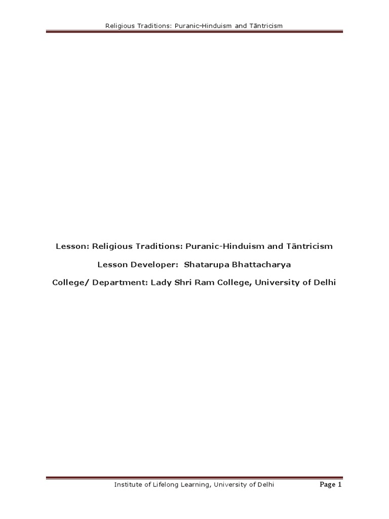 Puranic Hinduism and Tāntricism Overview | PDF | Tantra | Shiva