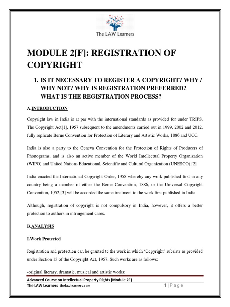 Copyright Registration Process in India | PDF | Copyright Law Of The ...