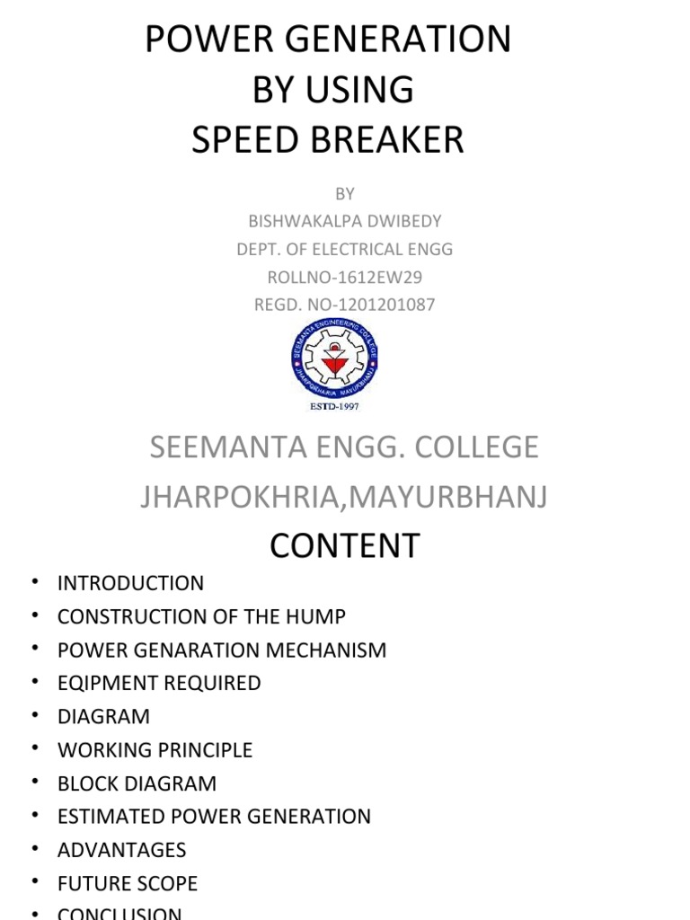 Power Generation Through Speed Breakers - ppt2 | PDF | Gear ...