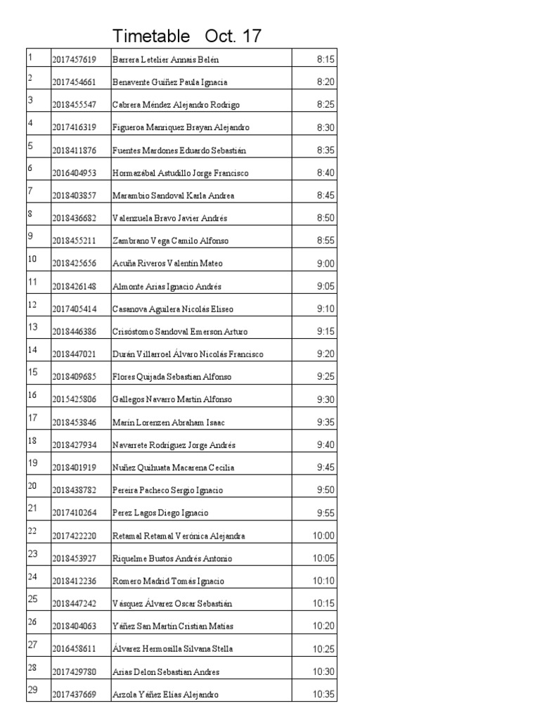 Interview Timetable | PDF