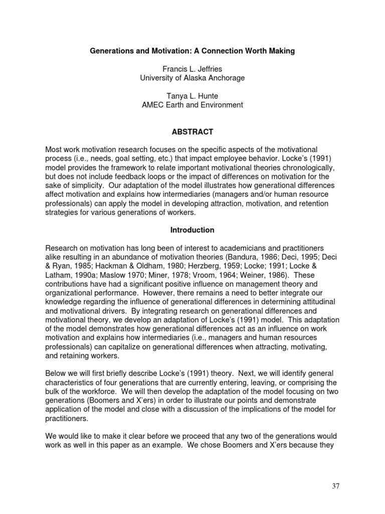 Generations and Motivation: A Connection Worth Making | PDF ...