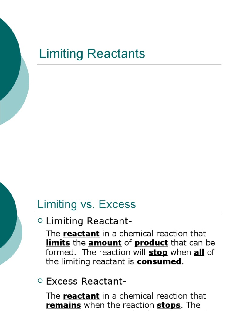 Limiting Reactants Revised | PDF | Mole (Unit) | Stoichiometry