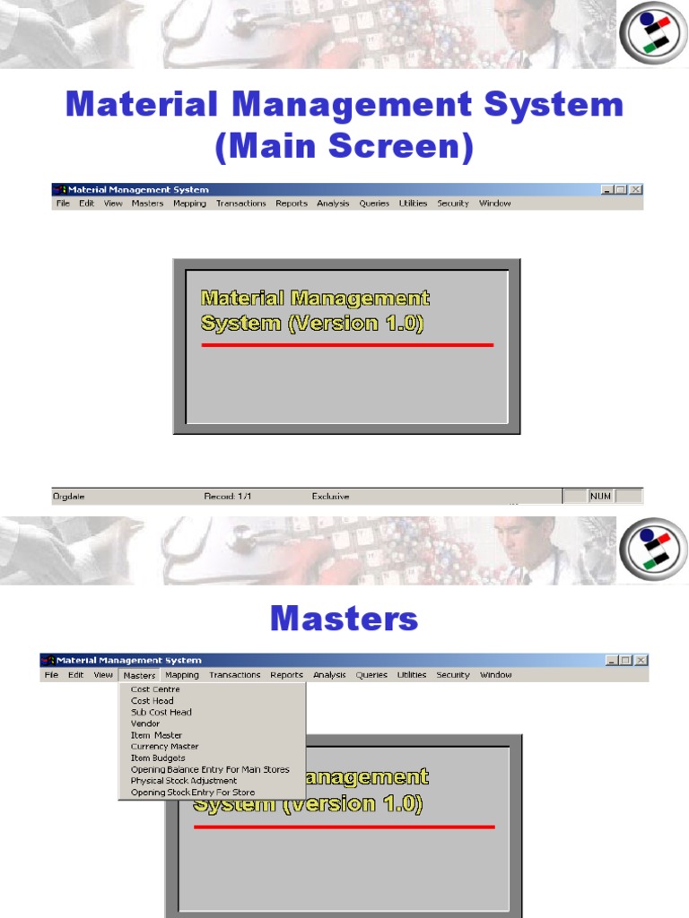 Material Management System (Main Screen) | PDF