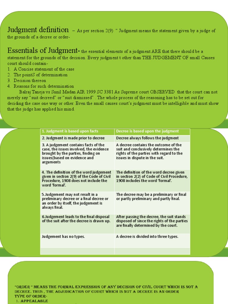 Judgment Definition Essentials of Judgment | PDF | Judgment (Law) | Lawsuit