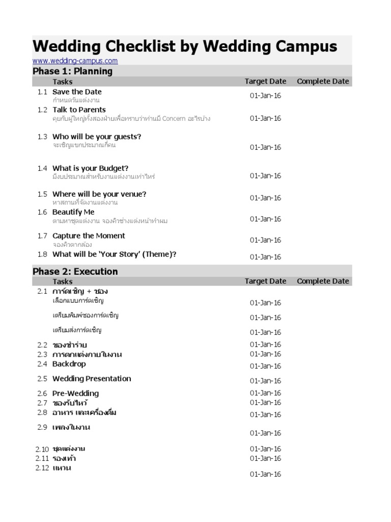 Wedding Checklist | PDF