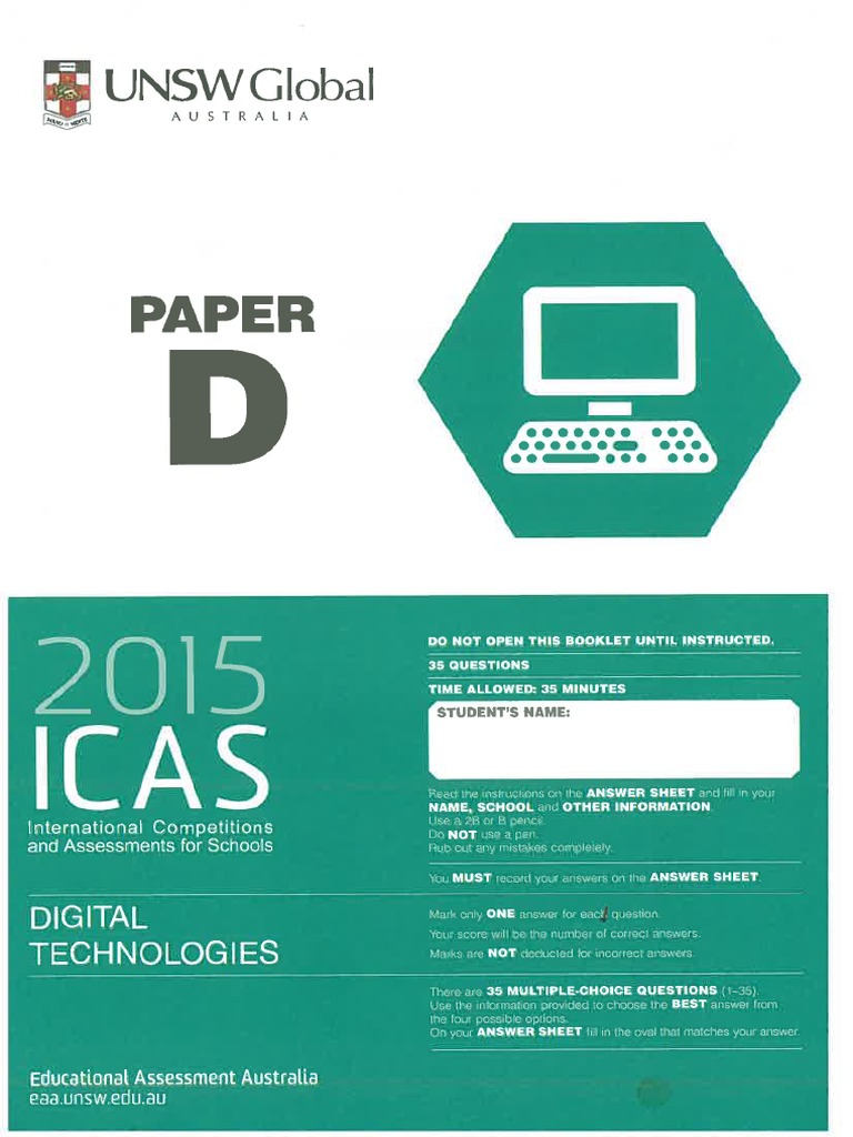 2015 ICAS Digital Technologies Paper D | PDF