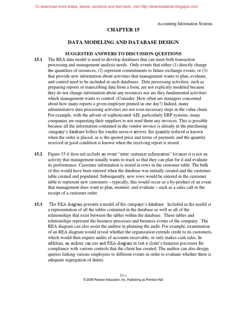Data Modeling and Database Design: Suggested Answers To Discussion Questions 15.1 | PDF