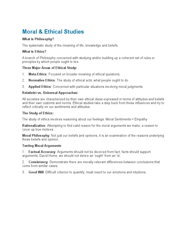 Moral & Ethical Studies | PDF