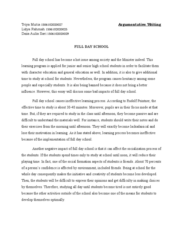 Argumentative Writing: Triya Mutia Lidya Rahmah Deza Aulia Sari ...