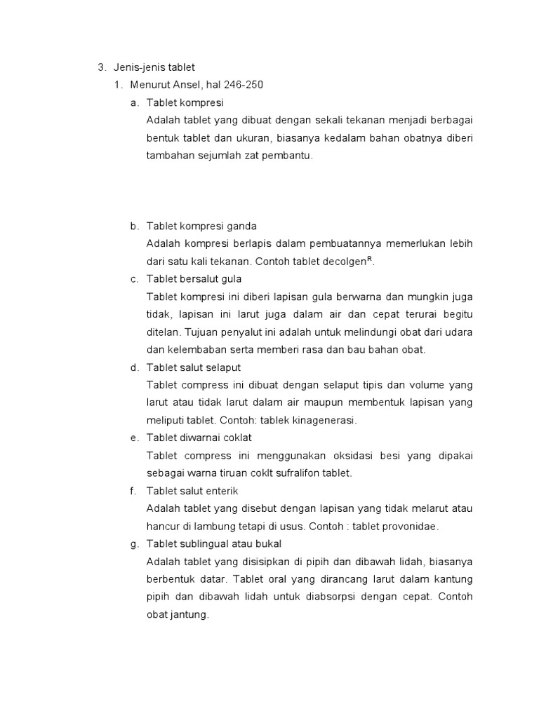 Jenis-Jenis Tablet | PDF