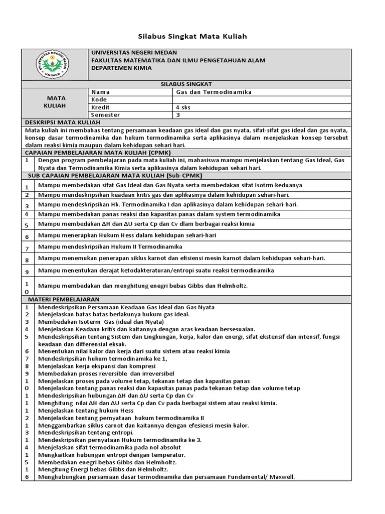 RPS Gas Dan Termodinamika-2020 | PDF
