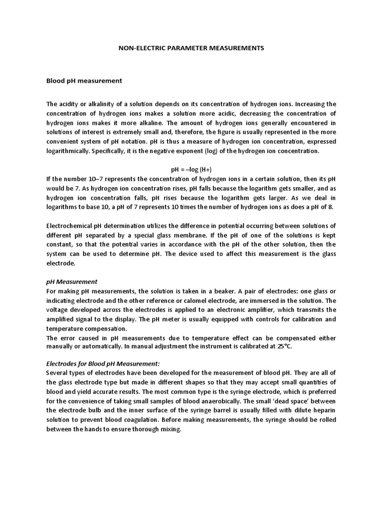 PH Measurement, pCO2, Po2 | PDF | Anode | Ph