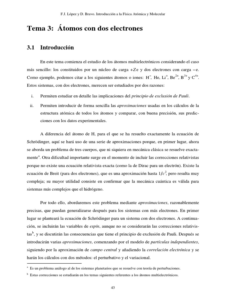 Átomos Multielectrónicos: Dos Electrones | PDF | Spin (Física) | Electrón