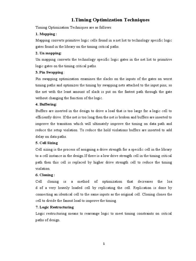 1.timing Optimization Techniques: 1. Mapping | PDF | Spice | Electrical Circuits