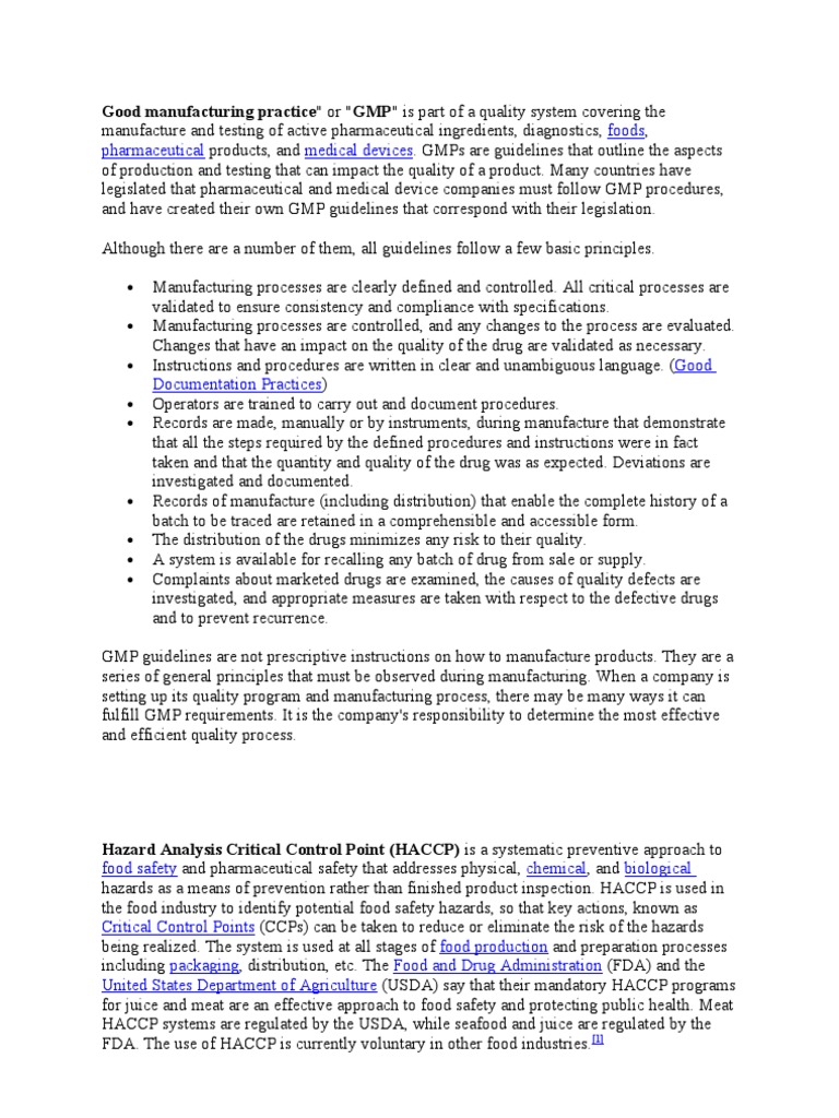 Understanding GMP and HACCP Guidelines | PDF | Hazard Analysis And ...