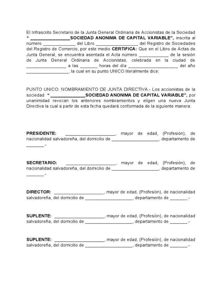 Certificacion de Junta Directiva | PDF