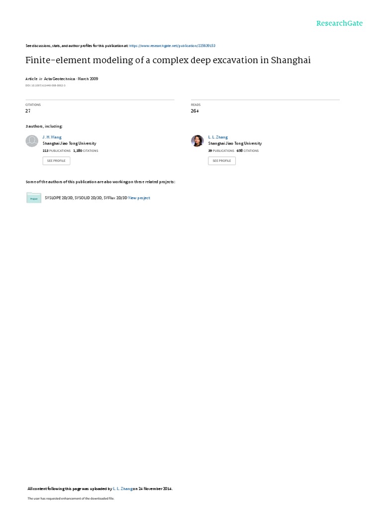 Finite Element Modeling Of A Complex Deep Excavation In Shanghai Download Free Pdf