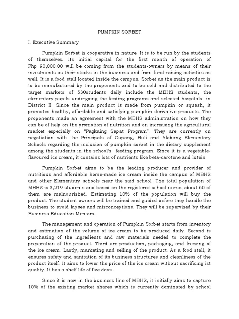 Business Plan GRE | PDF | Malnutrition | Ice Cream