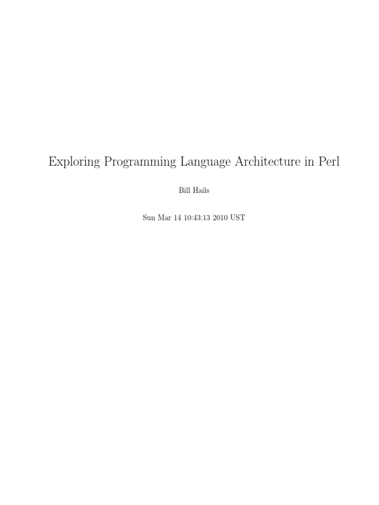 Exploring Programming Language Architecture in Perl: Bill Hails | PDF | Computer Programming ...