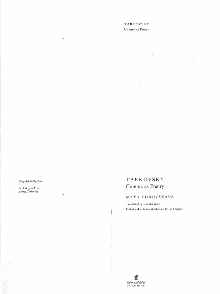 Tarkovsky Cinema As Poetry by Maya Turovskaya PDF | PDF