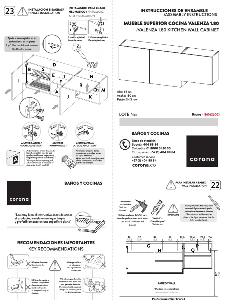 Cocina Valenza Instructivo Instalacion Mueble Superior | PDF | Metalurgia | Carpintería
