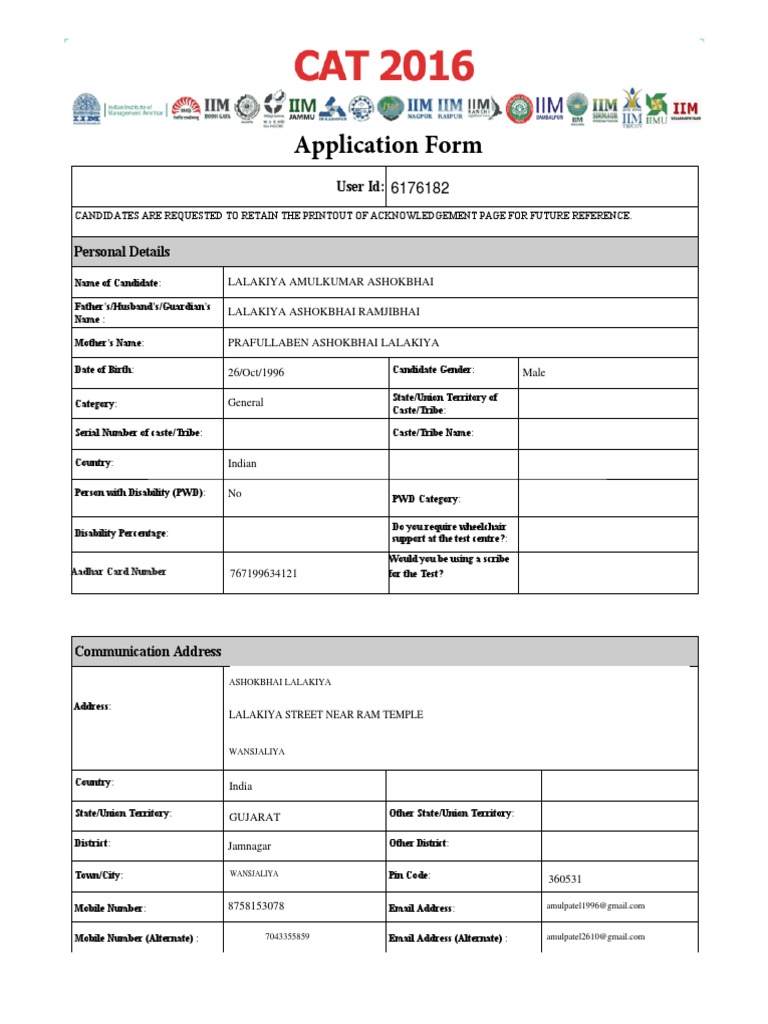 Application Form: User Id | PDF | Educational Stages | Business