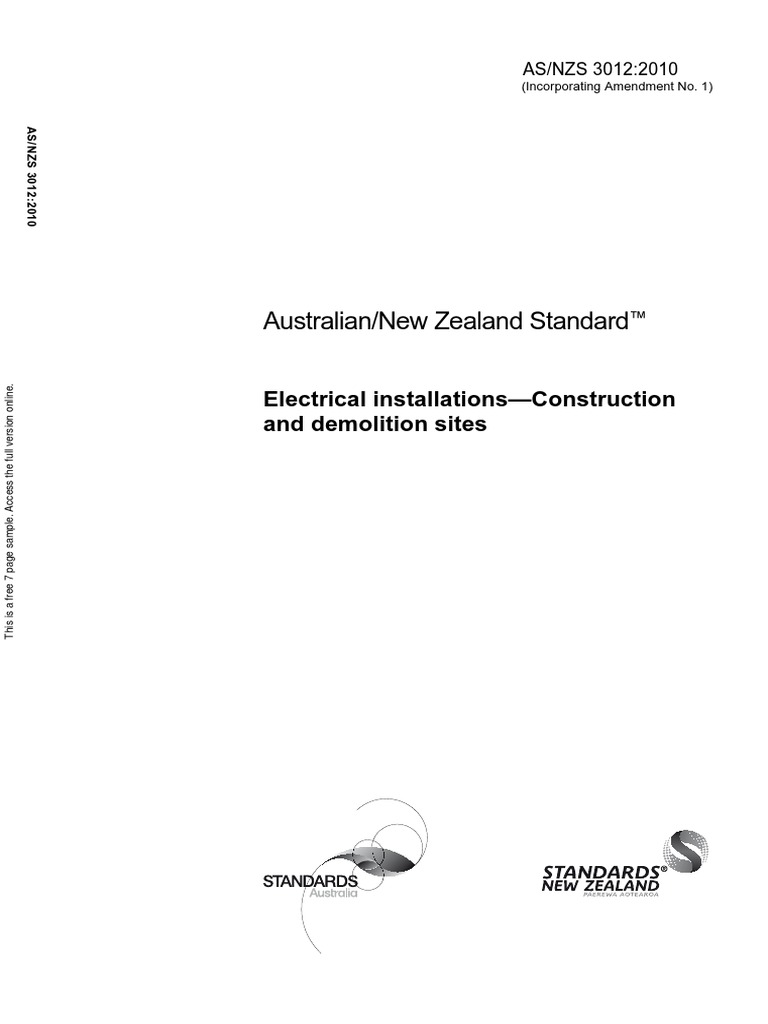 AS 3012-2010 (+A1) Electrical Installations | PDF | Electrical Wiring ...