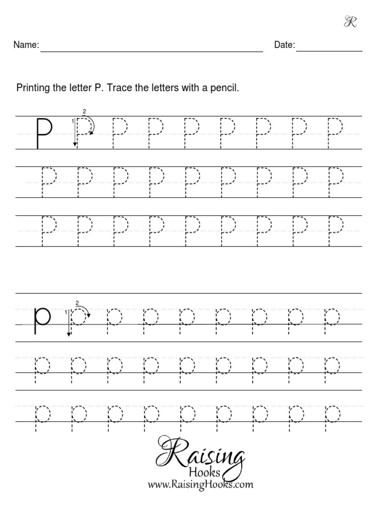 Letter P Tracing Practice Sheet | PDF