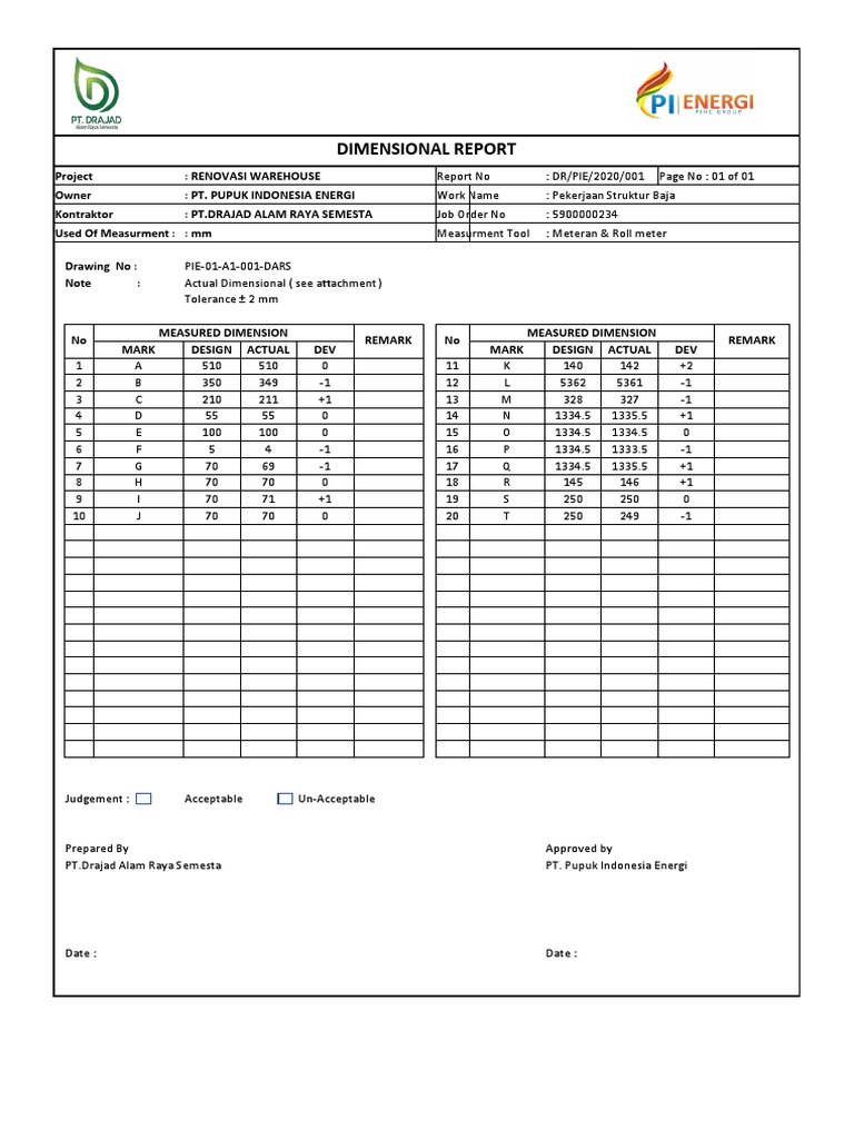Dimensional Report | PDF | Engineering Tolerance | Metalworking