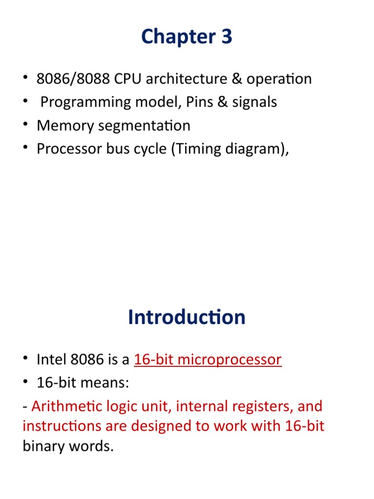 8086/8088 CPU Architecture & Operation - Programming Model, Pins & Signals - Memory Segmentation ...