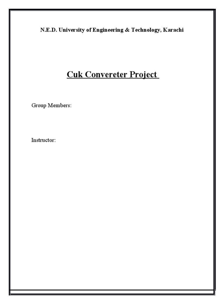 Cuk Convereter Project: N.E.D. University of Engineering & Technology ...
