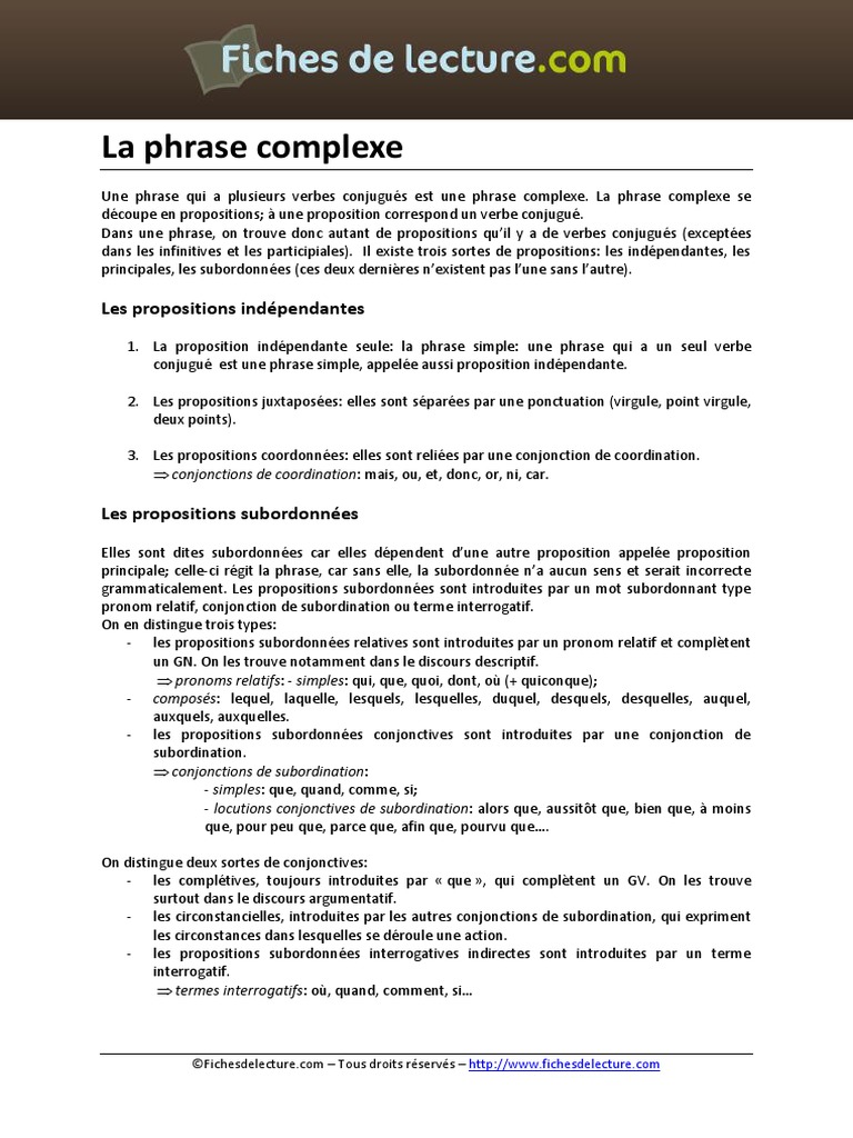 La Phrase Complexe PDF | PDF | Clause | Phrase