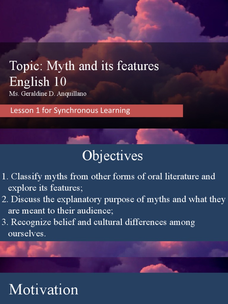 Lesson 1 - Myth and Its Features | PDF | Traditional Stories | Narrative