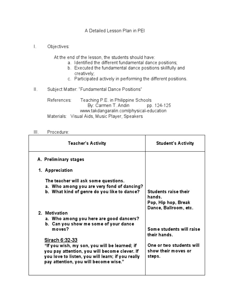 Ballroom Dance Lesson Plan | PDF | Lesson Plan | Dances