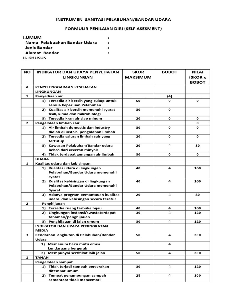 Instrumen Inspeksi Kesehatan Lingkungan | PDF | Sains & Matematika