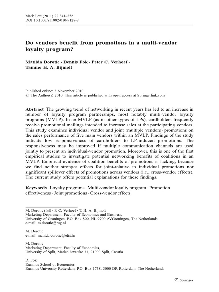Do Vendors Benefit From Promotions in A Multi-Vendor Loyalty Program ...